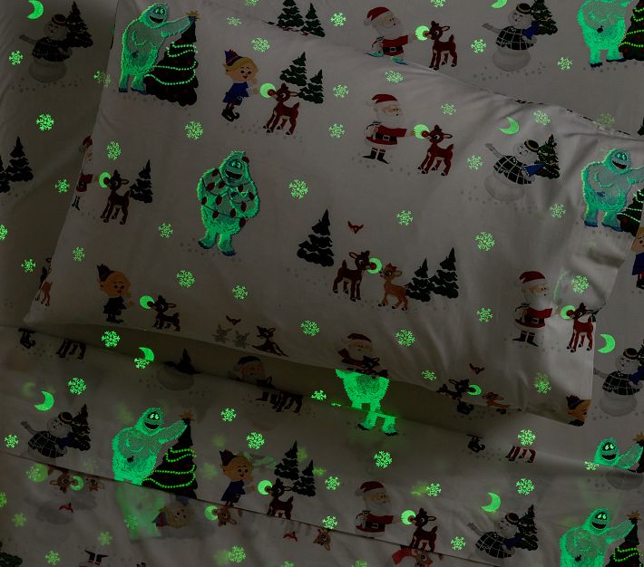 Rudolph® Glow-in-the-Dark Sheet Set & Pillowcases | Pottery Barn Kids
