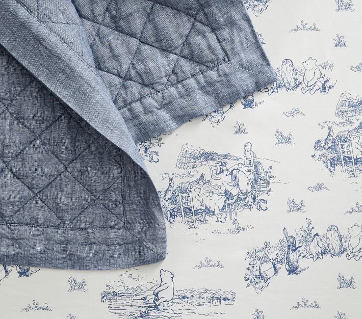 Disney's Winnie the Pooh Organic Toile Crib Fitted Sheet | Pottery Barn ...