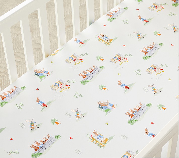 Peter Rabbit™ Garden Organic Crib Fitted Sheet | Pottery Barn Kids