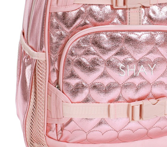 Mackenzie Pink Metallic Hearts Backpacks | Pottery Barn Kids