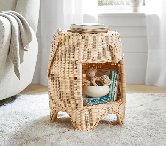 Rattan Elephant Side Table | Pottery Barn Kids