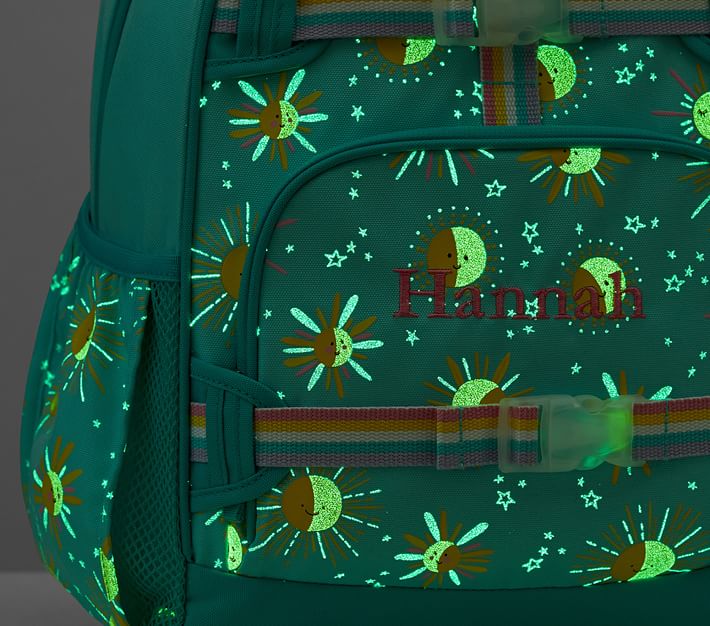 Mackenzie Aqua Sunshine Glow-in-the-Dark Backpacks | Pottery Barn Kids