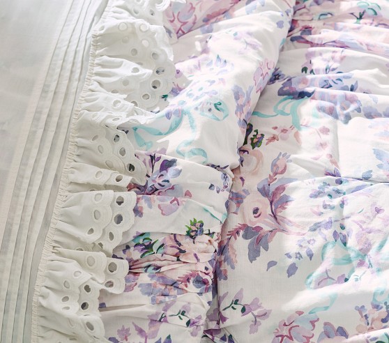 LoveShackFancy Lavender Damask Floral Comforter & Shams | Pottery Barn Kids