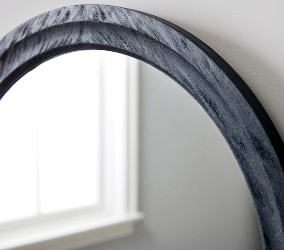 Weathered Navy Wood Round Mirror | Pottery Barn Kids