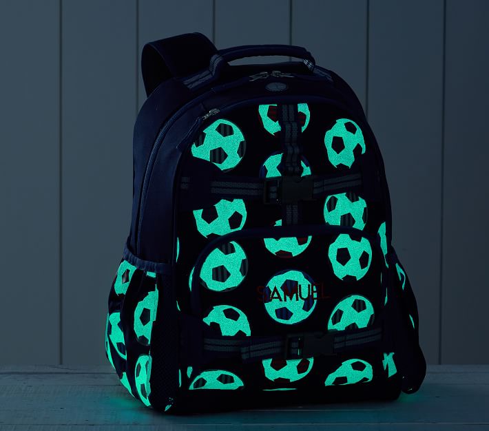 Mackenzie Navy Soccer Glow-in-the-Dark Backpacks | Pottery Barn Kids