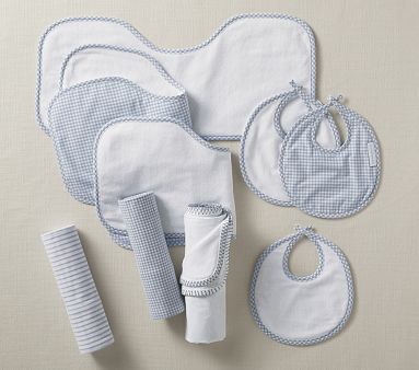 Gingham Bib, Burp Cloth & Swaddle Bundle | Pottery Barn Kids