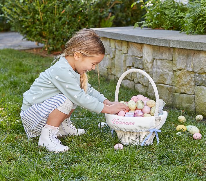 Peter Rabbit™ Bunny Script Easter Basket Liner | Pottery Barn Kids
