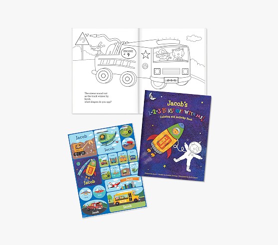 1-2-3 Blast Off With Me Personalized Coloring Book & Sticker Gift Set ...