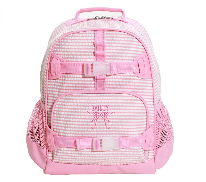 Mackenzie Bright Pink Seersucker Backpacks | Pottery Barn Kids