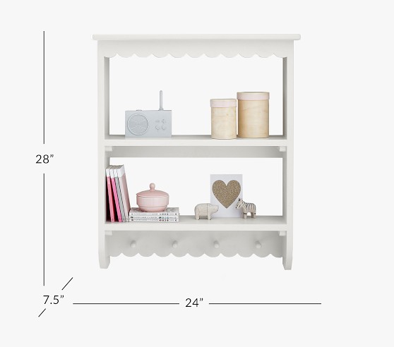 Scalloped Tiered Shelf with Hooks | Pottery Barn Kids