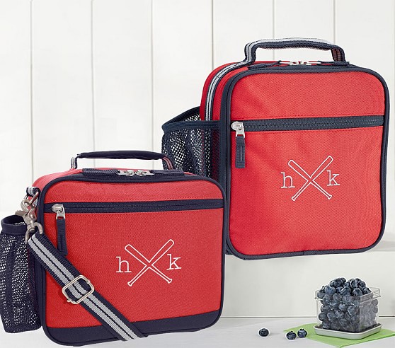 Mackenzie Red Navy Trim Solid Classic Kids Lunch Box | Pottery Barn Kids