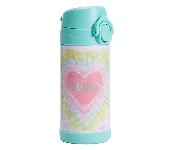 Mackenzie Pink Heart Tie-Dye Water Bottle | Pottery Barn Kids