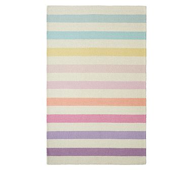 Rainbow Rugby Stripe Rug | Pottery Barn Kids