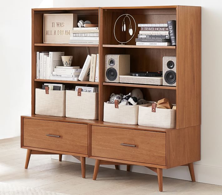 west elm x pbk Mid-Century 2 Hutch & 2 Drawer Base Wall System ...