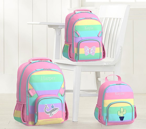 Fairfax Pink Multi Stripe Girls Backpack | Pottery Barn Kids