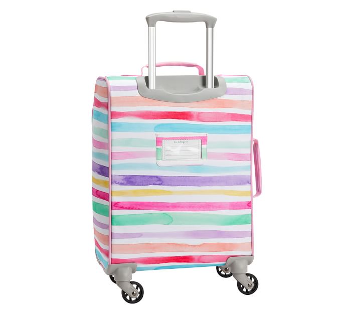 Mackenzie Pink Kayla Rainbow Stripes Spinner Luggage | Pottery Barn Kids