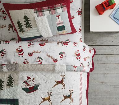 Organic Heritage Santa Kids' Sheet Set | Pottery Barn Kids