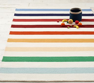 Rainbow Rugby Stripe Rug | Pottery Barn Kids