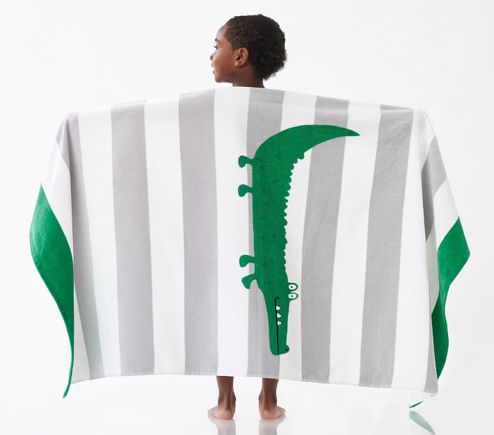 Alligator Stripes Kids Beach Towel | Pottery Barn Kids