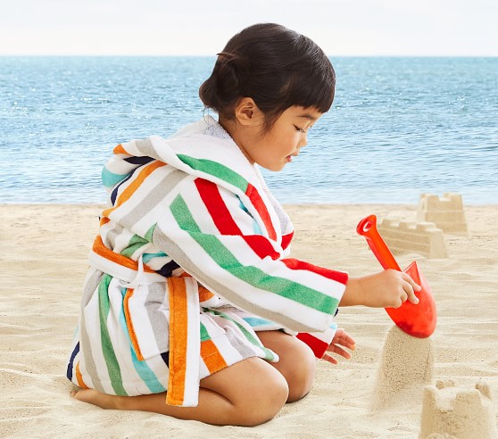 Rugby Stripe Kid Beach Robe | Pottery Barn Kids