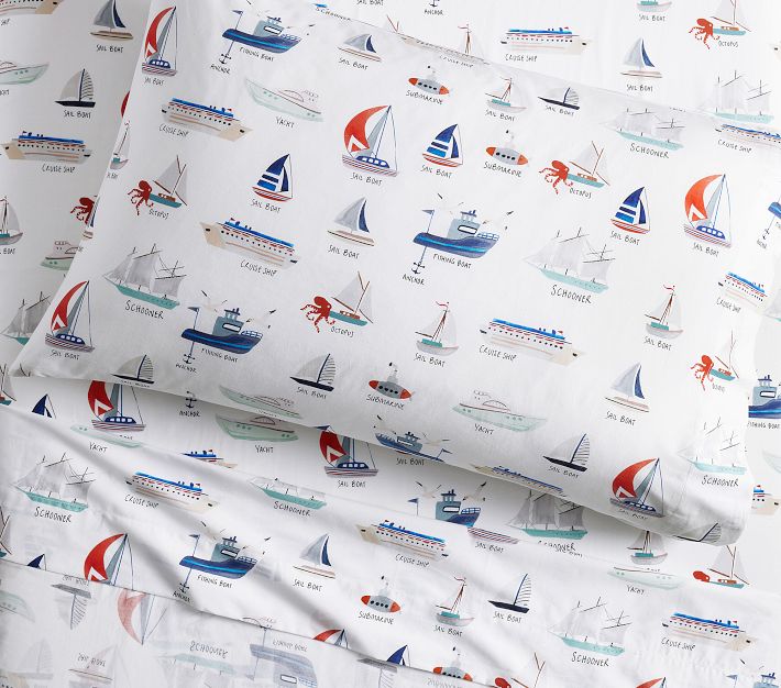 Sailboat Organic Sheet Set | Pottery Barn Kids