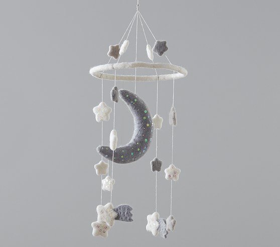 Moon And Stars Felted Nursery Mobile | Pottery Barn Kids