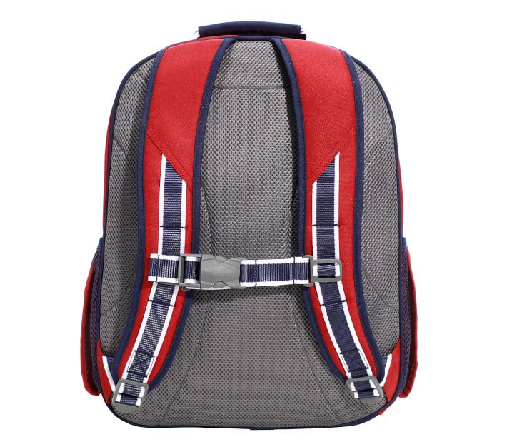 Mackenzie Red Navy Trim Solid Backpacks | Pottery Barn Kids