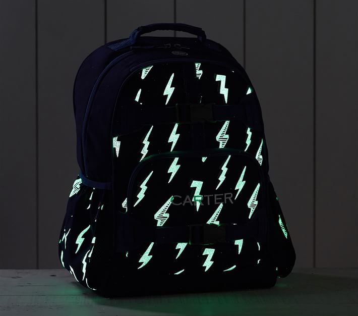 Navy Lightning Bolt Glow-in-the-Dark Kids Backpacks | Pottery Barn Kids