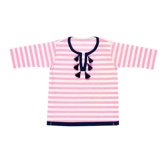 Bright Pink Stripe Tassel Baby Beach Tunic | Pottery Barn Kids