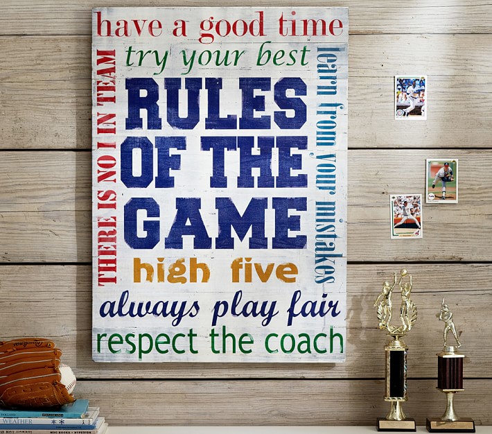 Rules of the Game Planked Wall Art | Pottery Barn Kids
