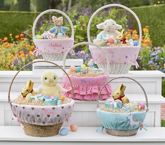 Gold Metallic Print Easter Basket | Pottery Barn Kids