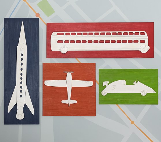 Rocket Ship Planked Wall Art | Pottery Barn Kids