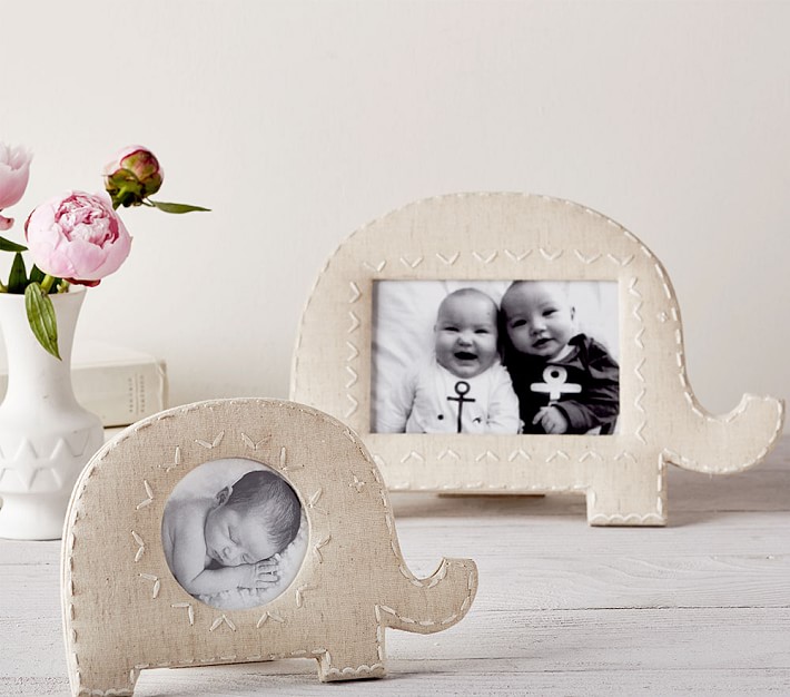 Elephant Shaped Linen Kids Picture Frames | Pottery Barn Kids