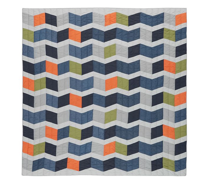 Denim Color Block Patchwork Kids' Comforter Set | Pottery Barn Kids