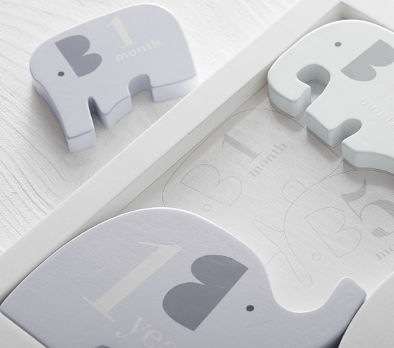 Gray Elephant Milestone Puzzle | Baby Keepsake | Pottery Barn Kids