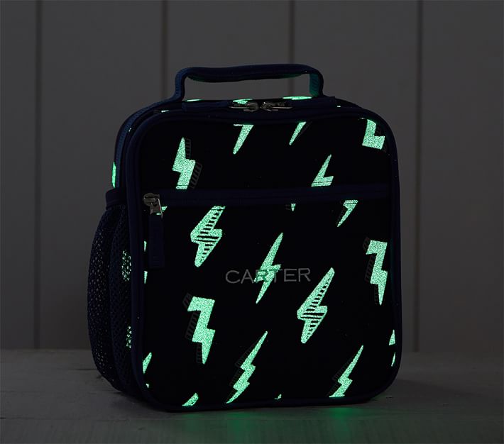 Mackenzie Navy Lightning Bolt Glow-in-the-Dark Kids Lunch Boxes ...