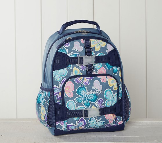 Mackenzie Blue Glow-in-the-Dark Mariposa Kids Backpacks | Pottery Barn Kids