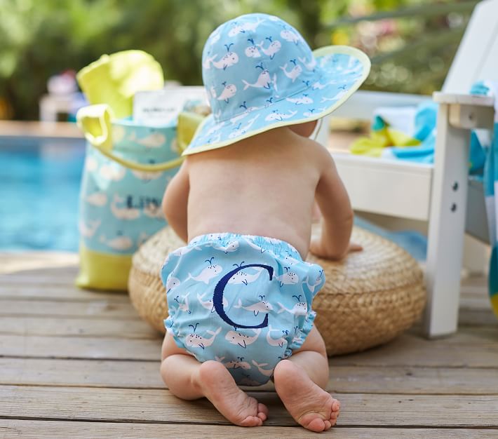 Allover Whale Reversible Sun Hat & Diaper Cover | Pottery Barn Kids
