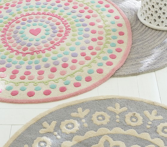 Heart Dot Round Rug | Patterned Rugs | Pottery Barn Kids