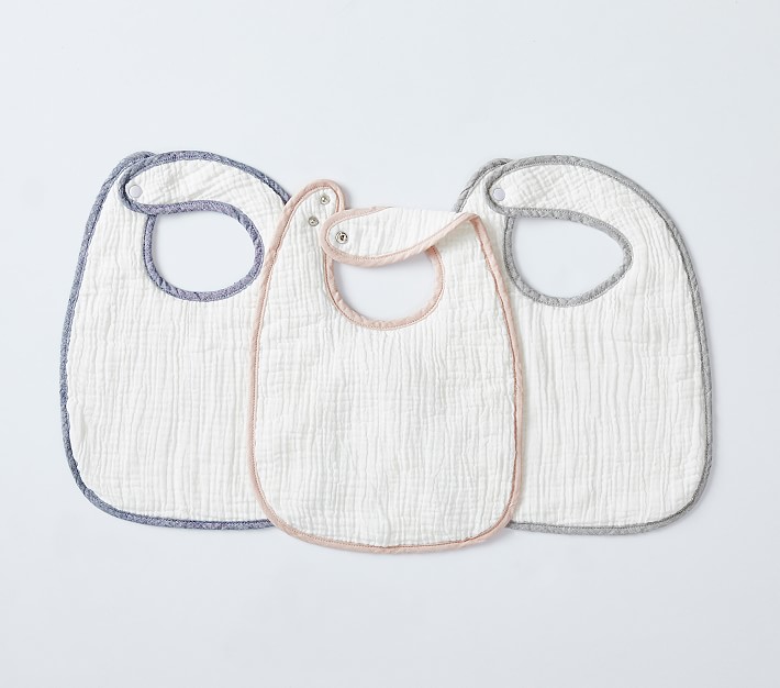 Muslin Linen Trim Bib | Pottery Barn Kids