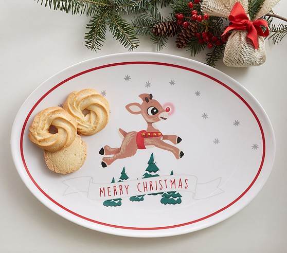 Rudolph the Red-Nosed Reindeer® Christmas Platter | Pottery Barn Kids