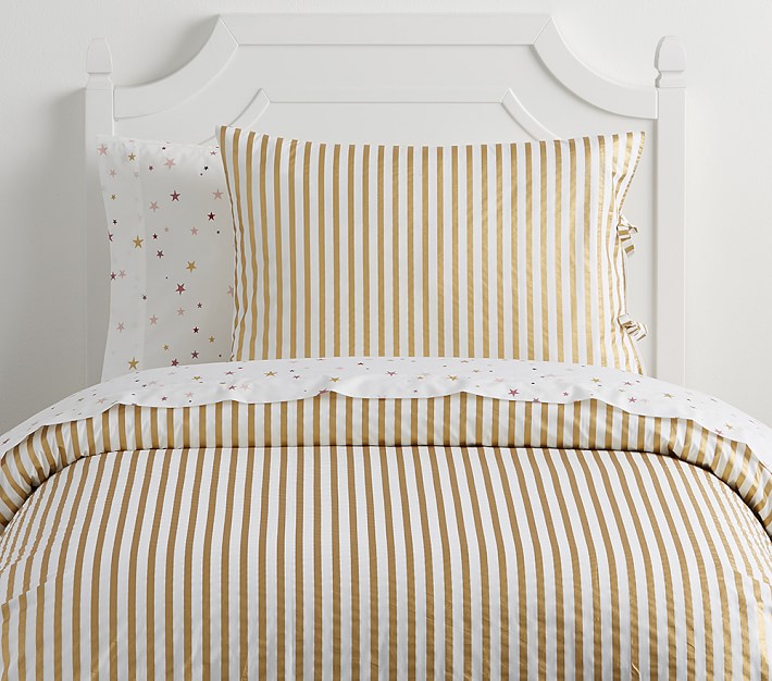 The Emily & Meritt Shine On Metallic Stripe Kids' Duvet Cover | Pottery ...
