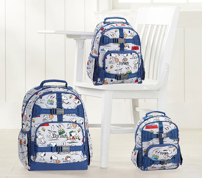 Mackenzie Dark Blue Gray Snoopy® Kids Backpacks | Pottery Barn Kids
