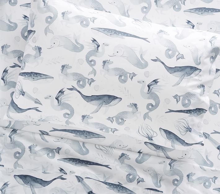 Organic Sea Monster Kids' Sheet Set | Pottery Barn Kids