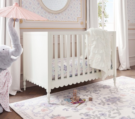 LoveShackFancy Lavender Damask Floral Organic Crib Fitted Sheet ...