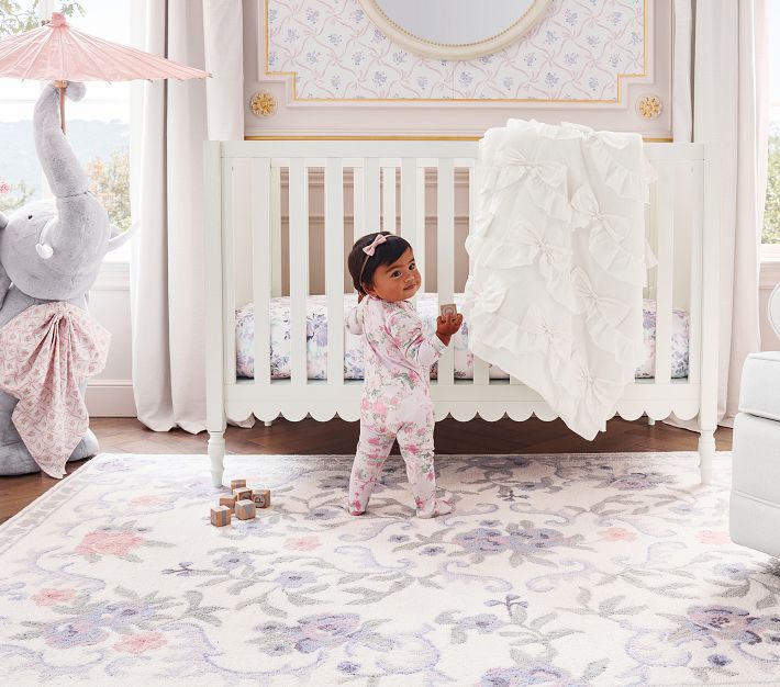 LoveShackFancy Lavender Damask Floral Organic Crib Fitted Sheet ...