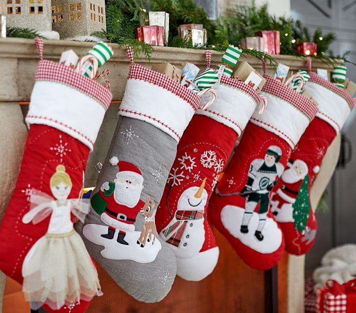 Santa & Rudolph Quilted Christmas Stocking | Pottery Barn Kids