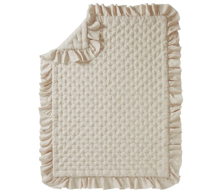 Ruffle European Linen Baby Quilt | Pottery Barn Kids