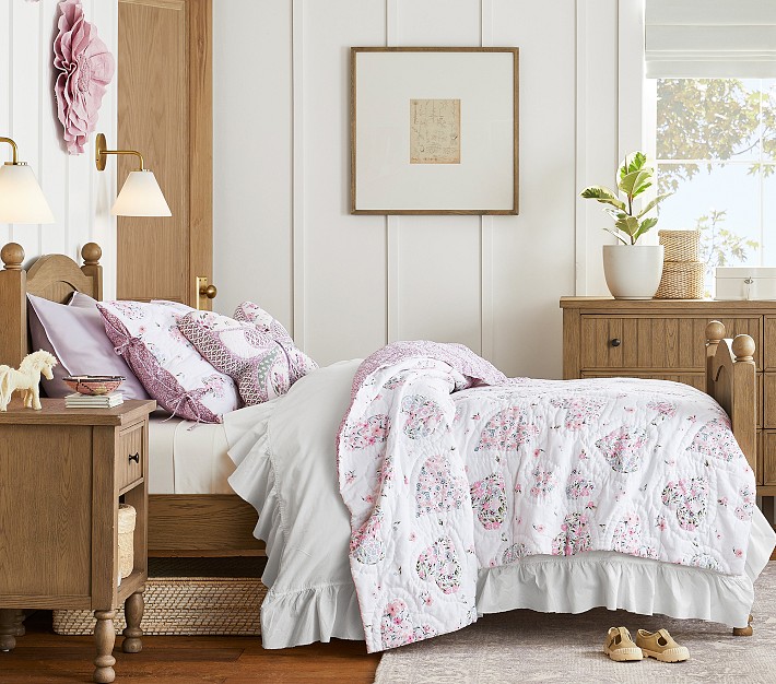 Floral Hearts Reversible Coverlet | Pottery Barn Kids