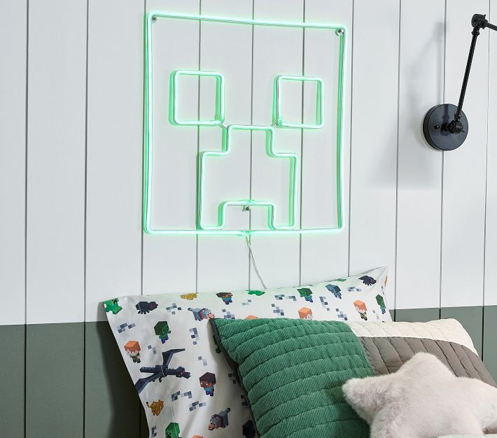 Minecraft Creeper Neon Light | Pottery Barn Kids